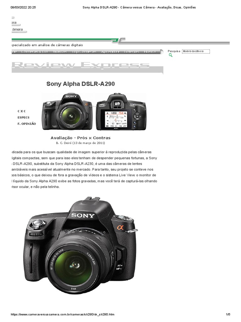 Sony Alpha DSLR-A290 - Câmera Versus Câmera - Avaliação, Dicas ...