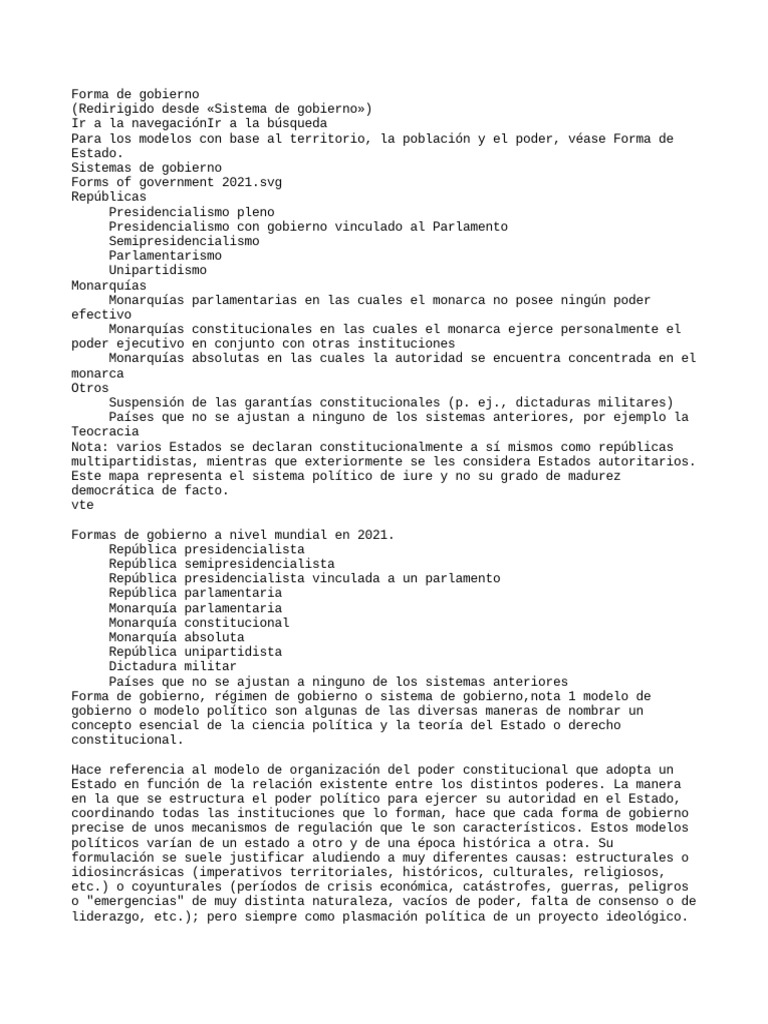 Forma de Gobierno | PDF | Gobierno | República