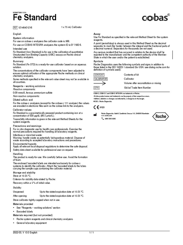 Fe Standard: English System Information Assay | PDF | Laboratories | Iron