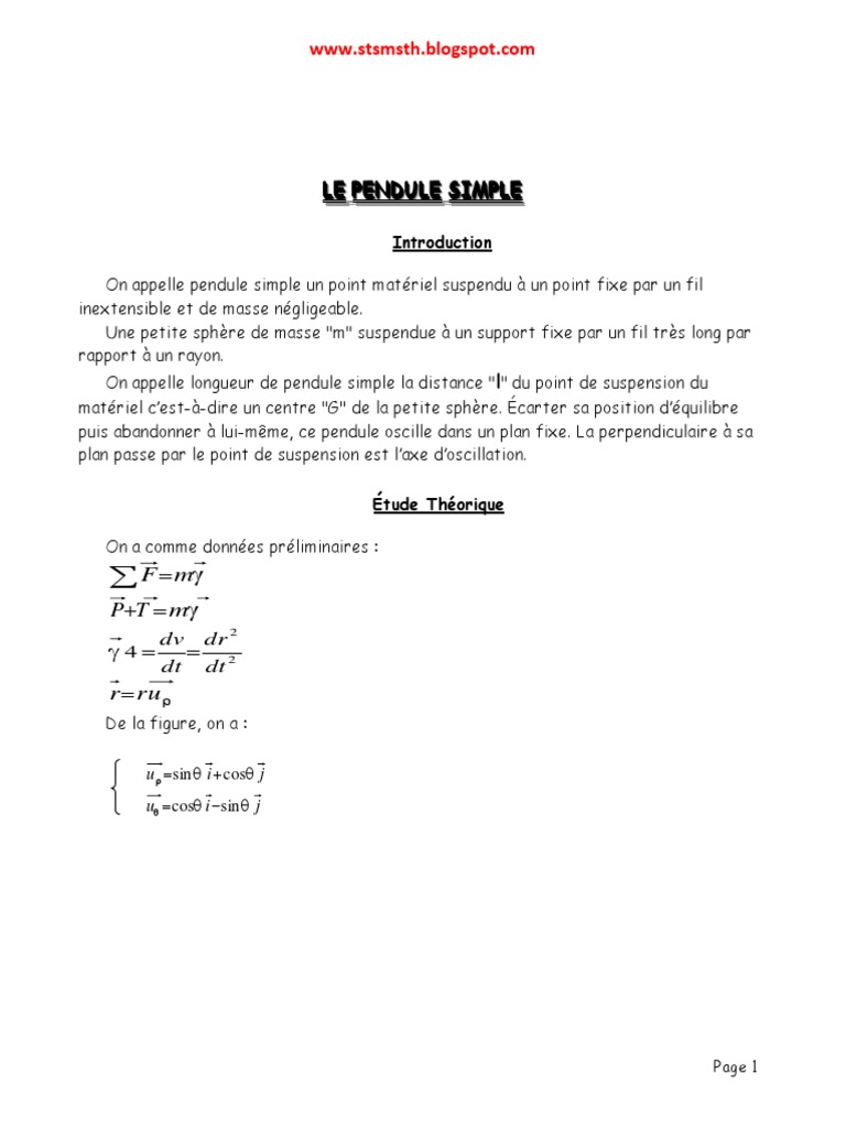 TP Vom Compte Rendu Pendule Simple | PDF | Pendule (physique) | Mesure géométrique