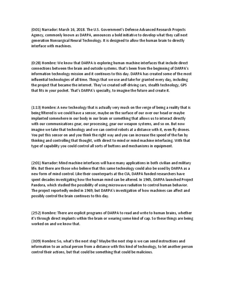DARPA's Neural Tech and Mind Control | PDF | Mind | Darpa