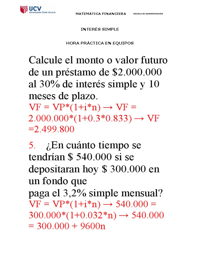 Práctica 2. Interés Simple | PDF | Interés | Finanzas Matemáticas