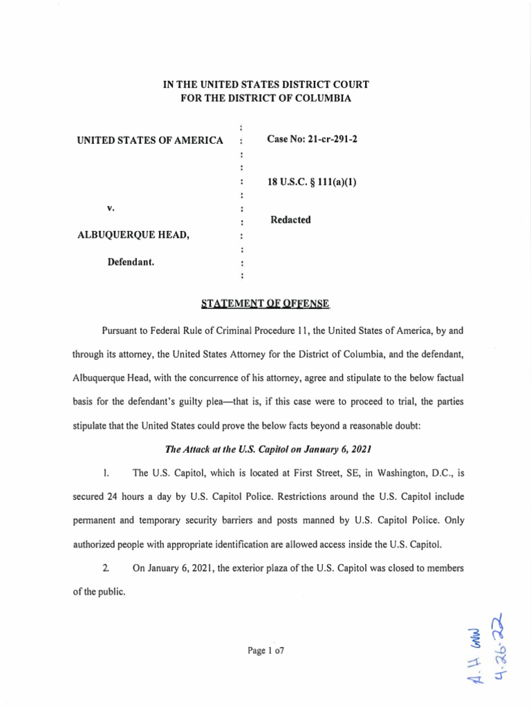 Statement of Offense Albuquerque Head | PDF