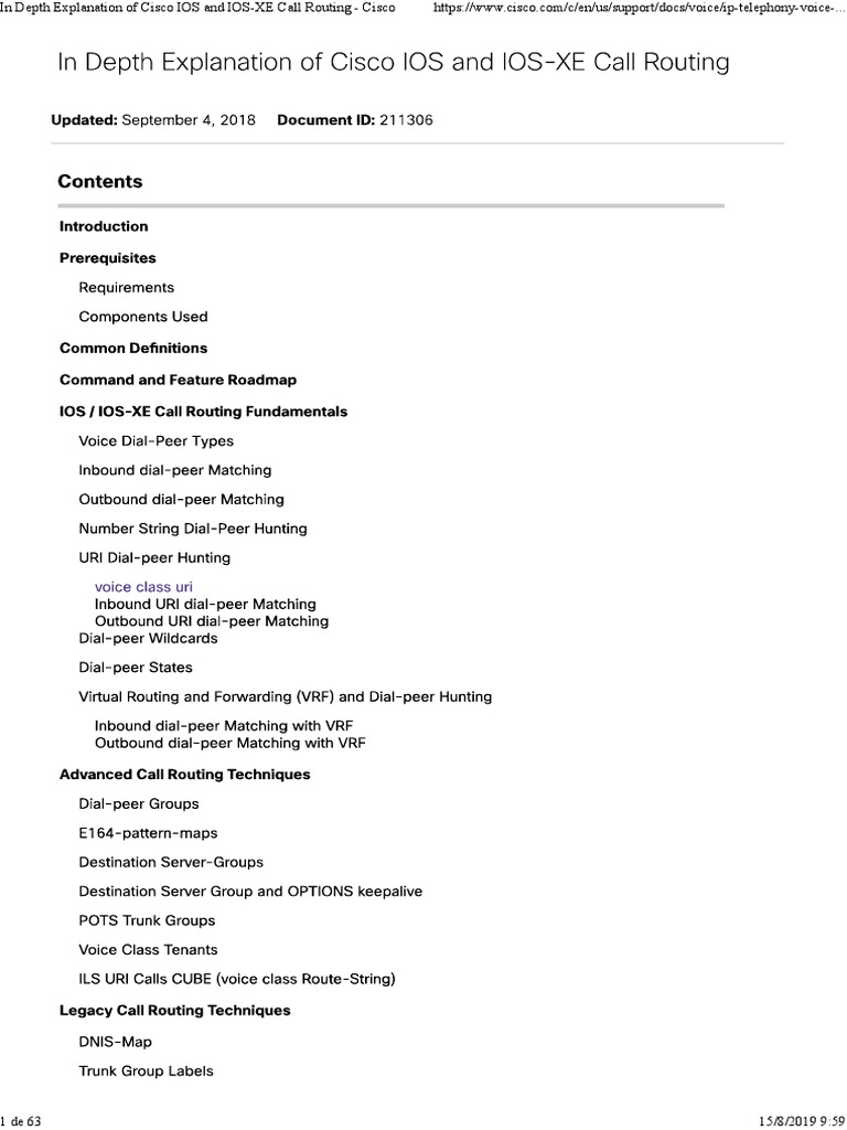 InDepthExplanationofCiscoIOSandIOS XECallRouting | PDF | Session Initiation Protocol | I Pv6
