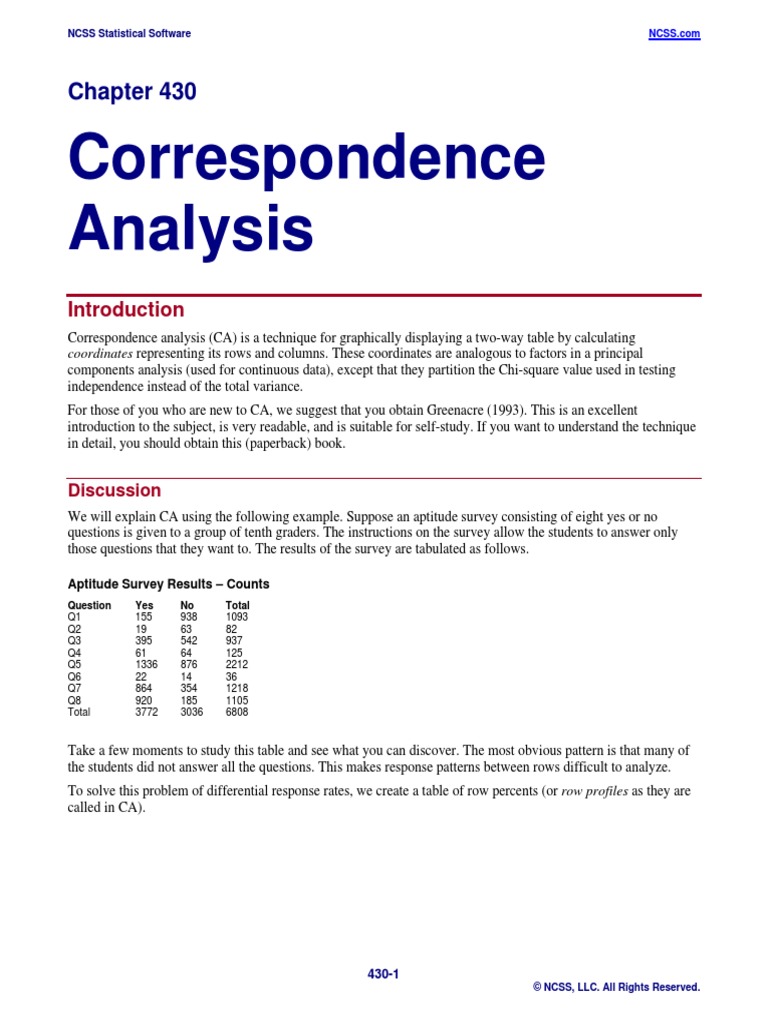 Correspondence Analysis: Discussion | PDF | Matrix (Mathematics ...