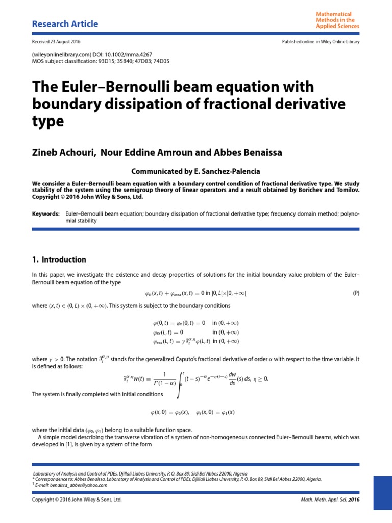 The Euler-Bernoulli Beam Equation With Boundary Dissipation of ...