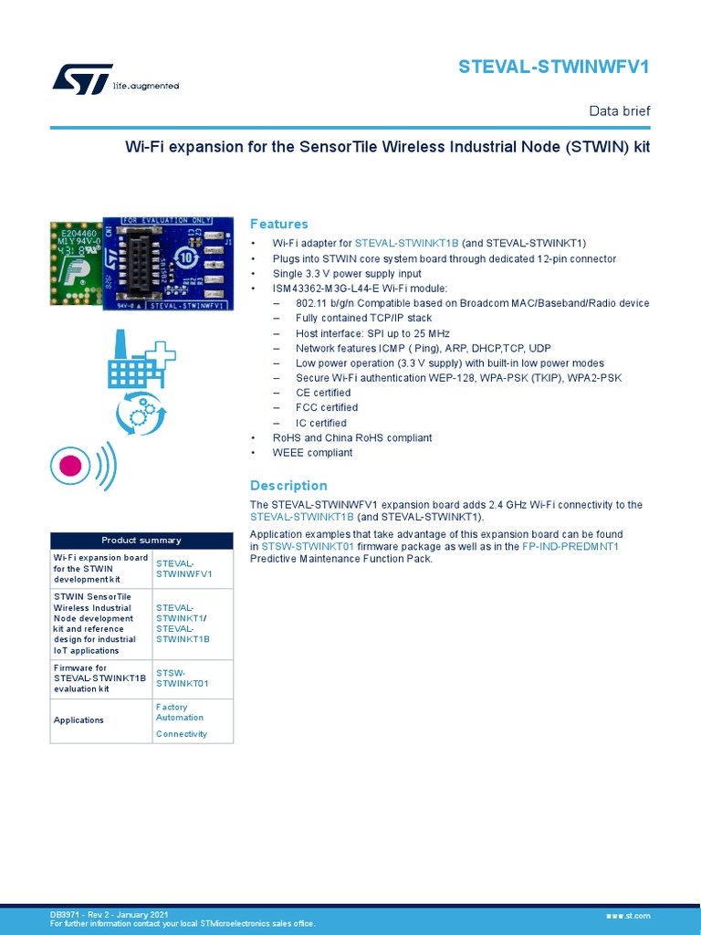 Wi-Fi Expansion For The Sensortile Wireless Industrial Node (Stwin) Kit ...