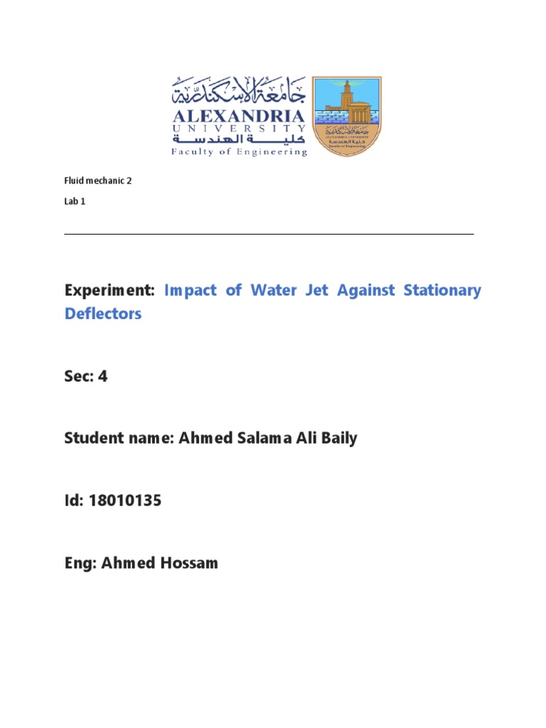 Experiment:: Impact of Water Jet Against Stationary Deflectors | PDF ...