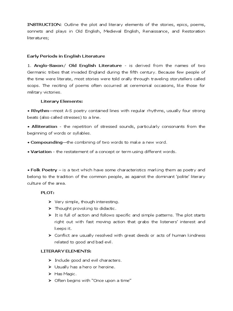 Plot and Literary Elements of The Stories | PDF | Beowulf | Poetry