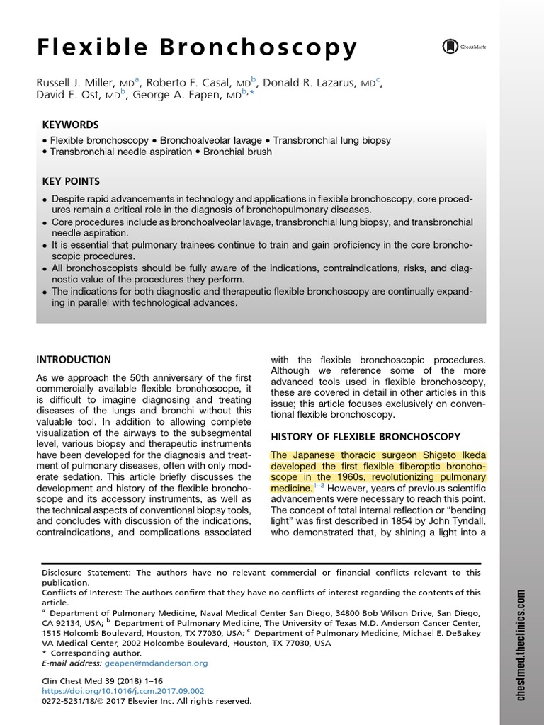 Flexible Bronchoscopy - Clin Chest Med 2018 | PDF | Biopsy | Lung