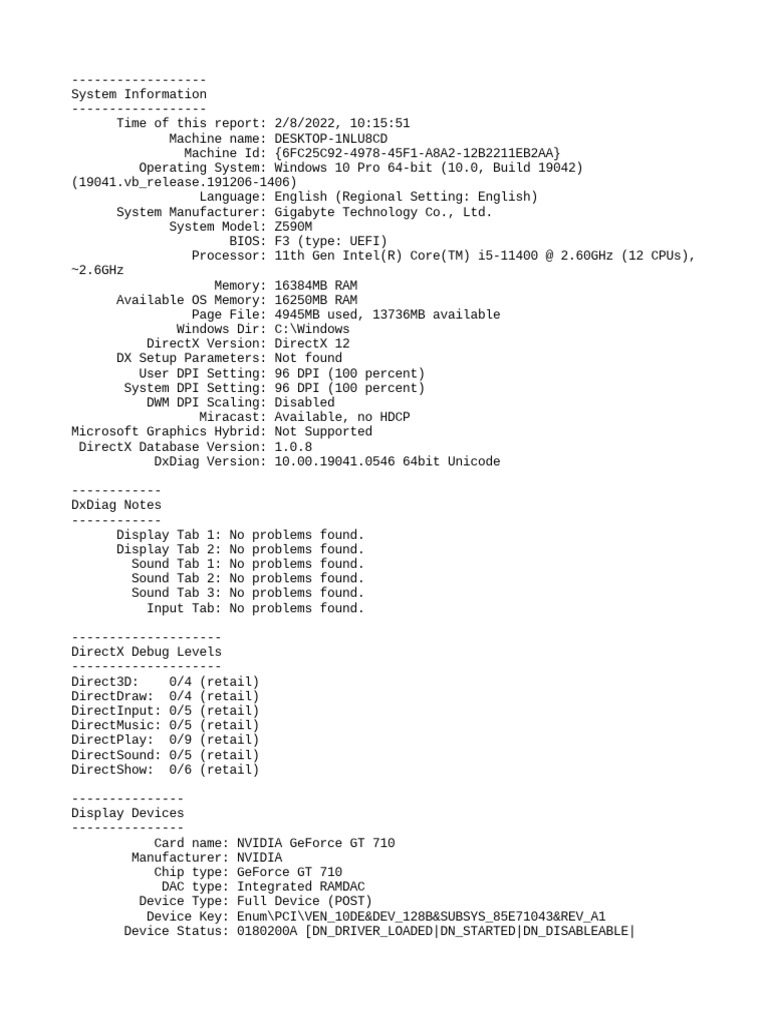 System Info Report | PDF | Device Driver | Codec