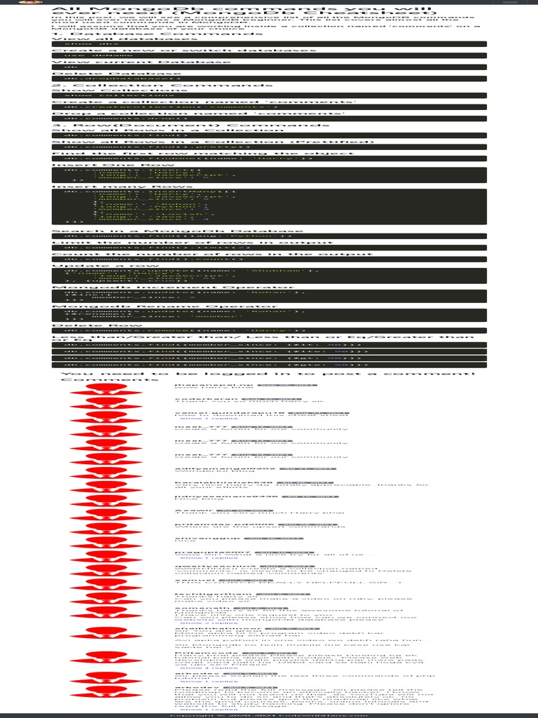 All Mongodb Commands You Will Ever Need Mongodb Cheatsheet