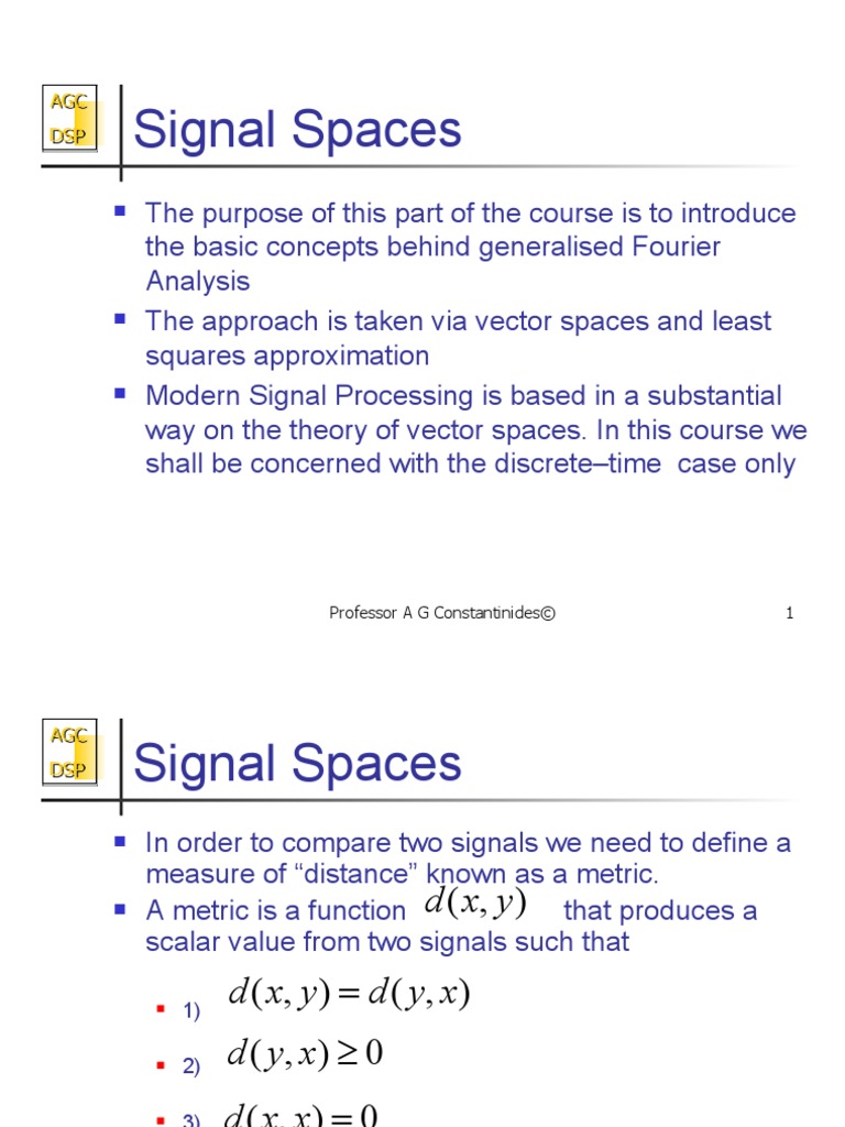 1 Signal Spaces | PDF | Basis (Linear Algebra) | Vector Space