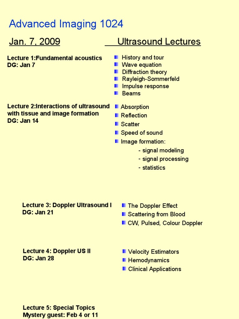 Ultrasound Lecture 1 Post - 2 | PDF | Waves | Doppler Effect