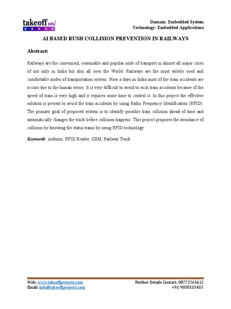 Ai Based Rush Collision Prevention in Railways Abstract:: Keywords ...