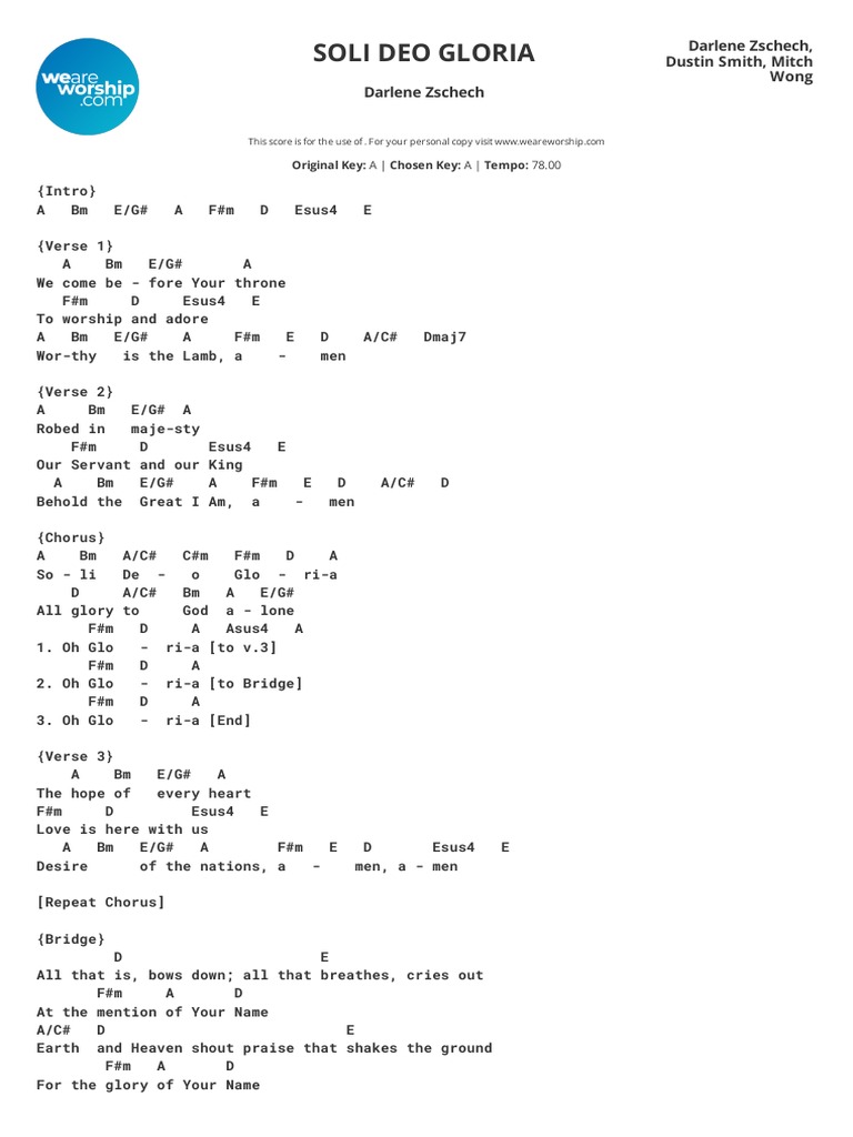 Soli Deo Gloria: Darlene Zschech, Dustin Smith, Mitch Wong | PDF | Song ...