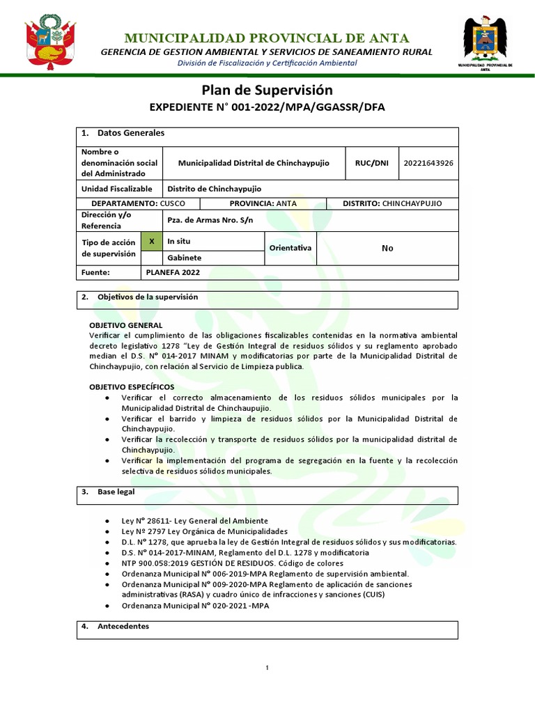 Modelo de Plan de Supervisión | PDF
