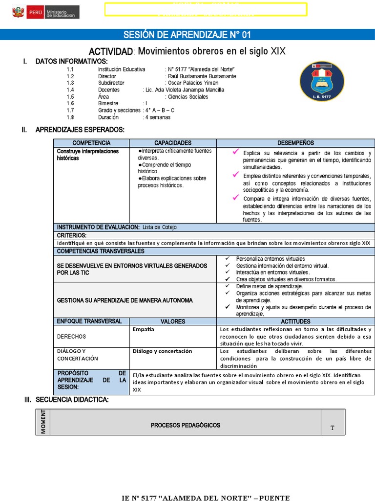 Sesion 2 CCSS 4° Exp1 | PDF | Evaluación | Aprendizaje