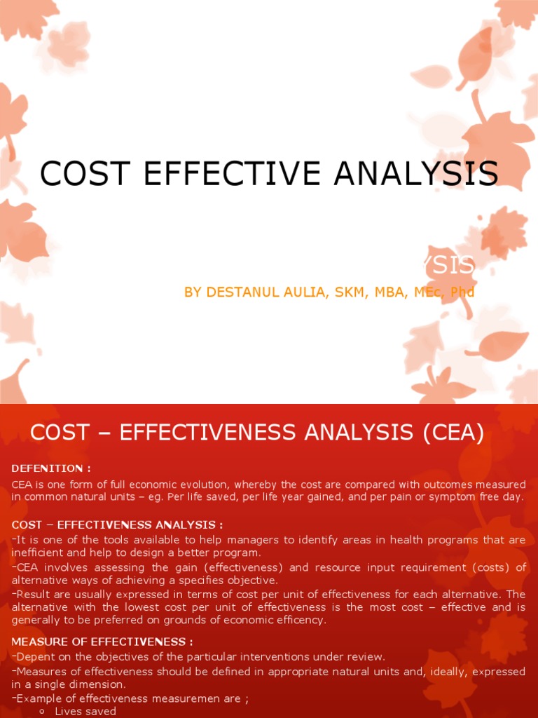 Cost - Effectiveness Analysis (CEA) | PDF | Sensitivity Analysis | Cost ...