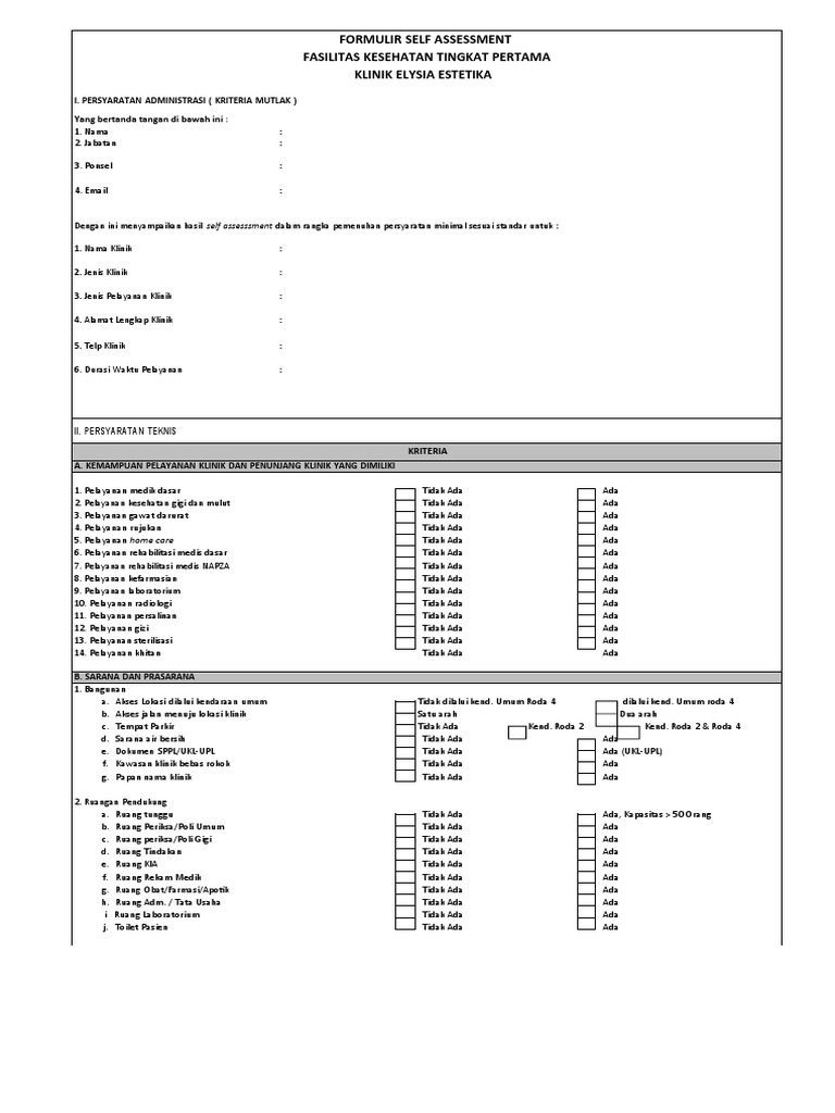 Self Assessment Klinik | PDF