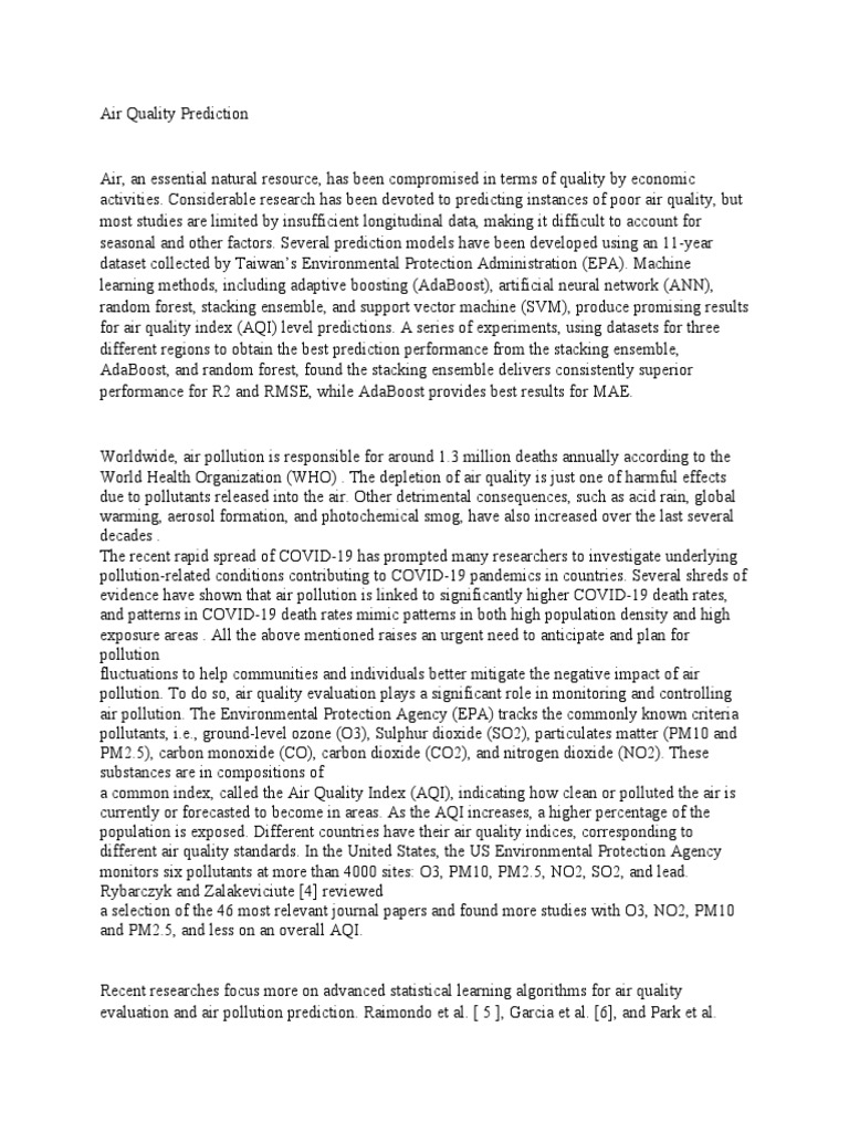 Air Quality Prediction | Download Free PDF | Human Impact On The ...