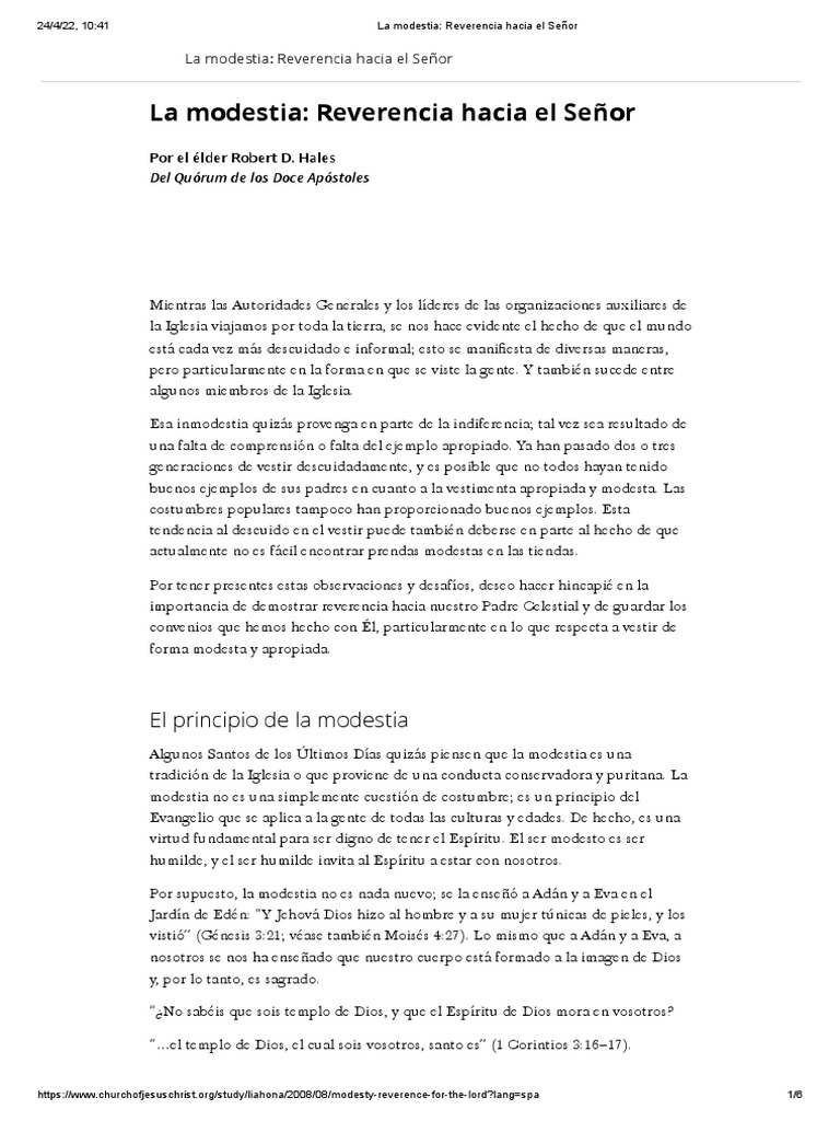 La Modestia - Reverencia Hacia El Señor | PDF | Ropa | Amor