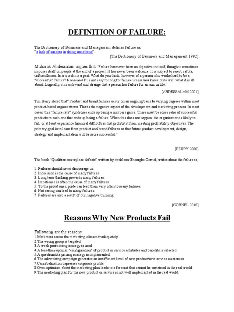 Definition of Failure:: Mubarak Abdessalam Argues That | PDF ...