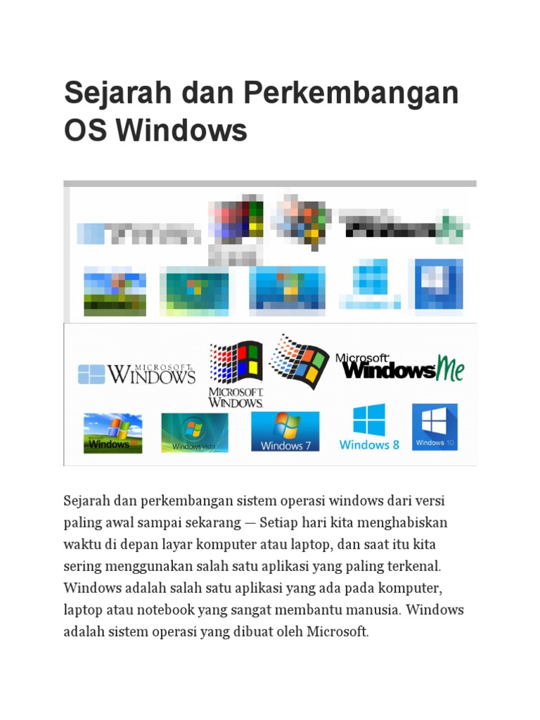 Sejarah Dan Perkembangan OS Windows | PDF