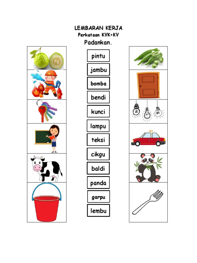 Latihan Perkataan KVK+KV | PDF