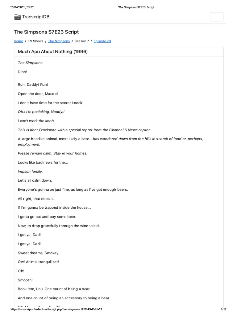 The Simpsons S7e23 Script | PDF | The Simpsons