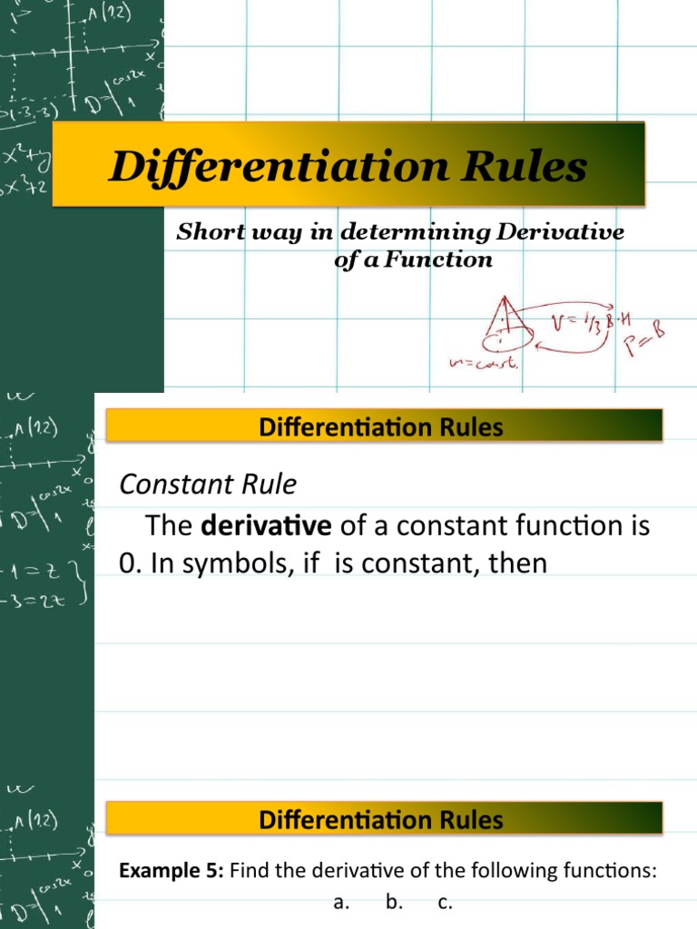 Differentiation Rules Overview | PDF | Derivative | Function (Mathematics)