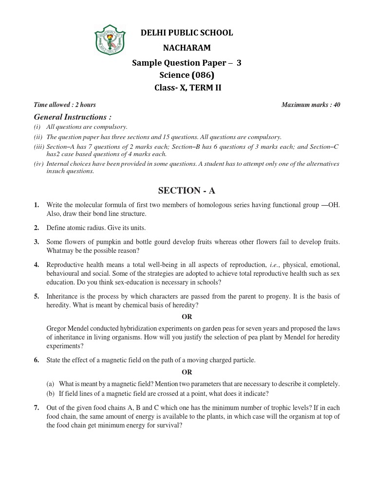 General Instructions:: Delhi Public School Nacharam Sample Question ...