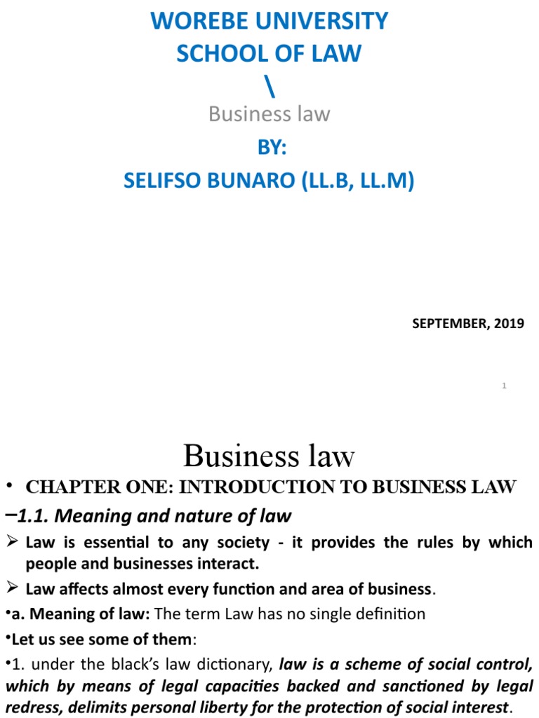 Business Law Slides (Unit1-7) Edited (0) Theardyear1sem-1 | PDF | Law ...