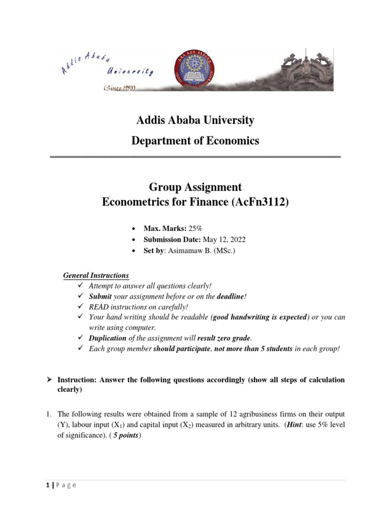 Assignment - Econometrics For Finance | PDF | Heteroscedasticity ... Assignment - Econometrics For Finance | PDF | Heteroscedasticity ...