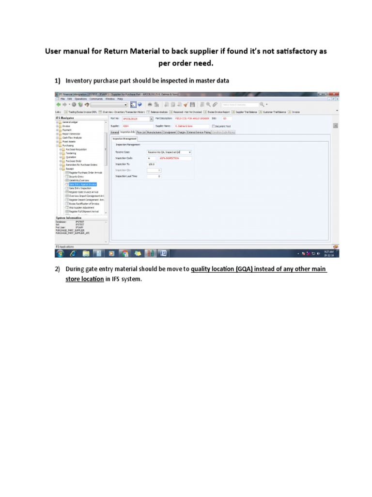 Material Return Supplier Note | PDF