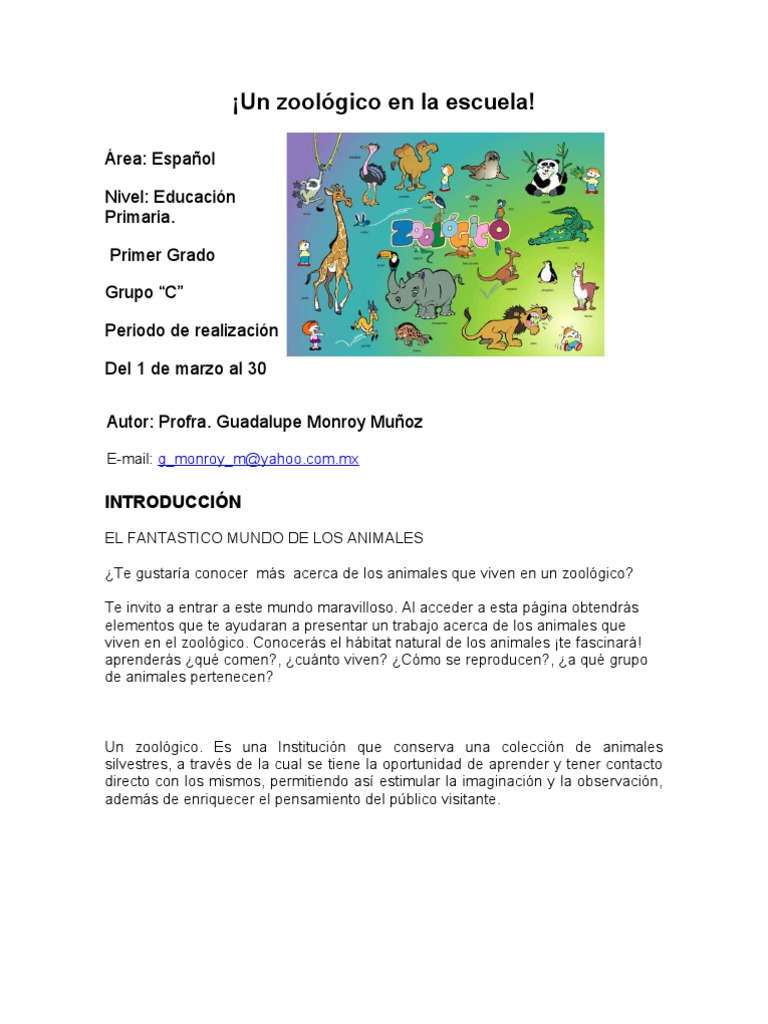 Un Zoológico en La Escuela Primer Grado | PDF | zoo | Extinción