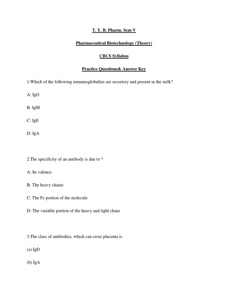 Biotechnology MCQS Part-2 | PDF | Antibody | Immunoglobulin G