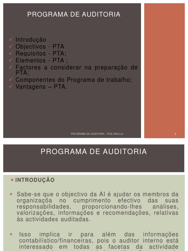 Programa de Auditoria | PDF | Indústrias de serviços | Economia de negócios
