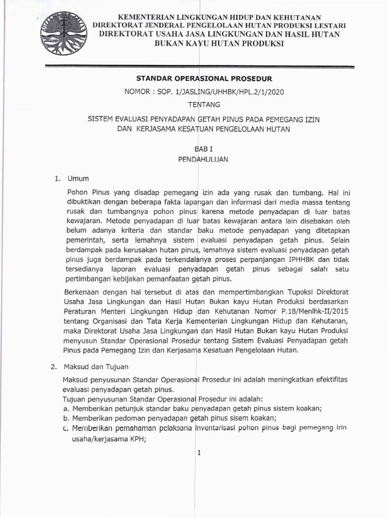 1607093397-Sop 01-Penyadapan Getah Pinus | PDF