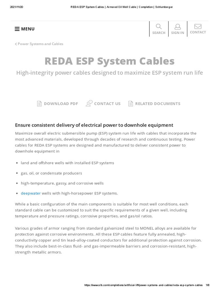 REDA ESP System Cables - Armored Oil Well Cable - Completion ...