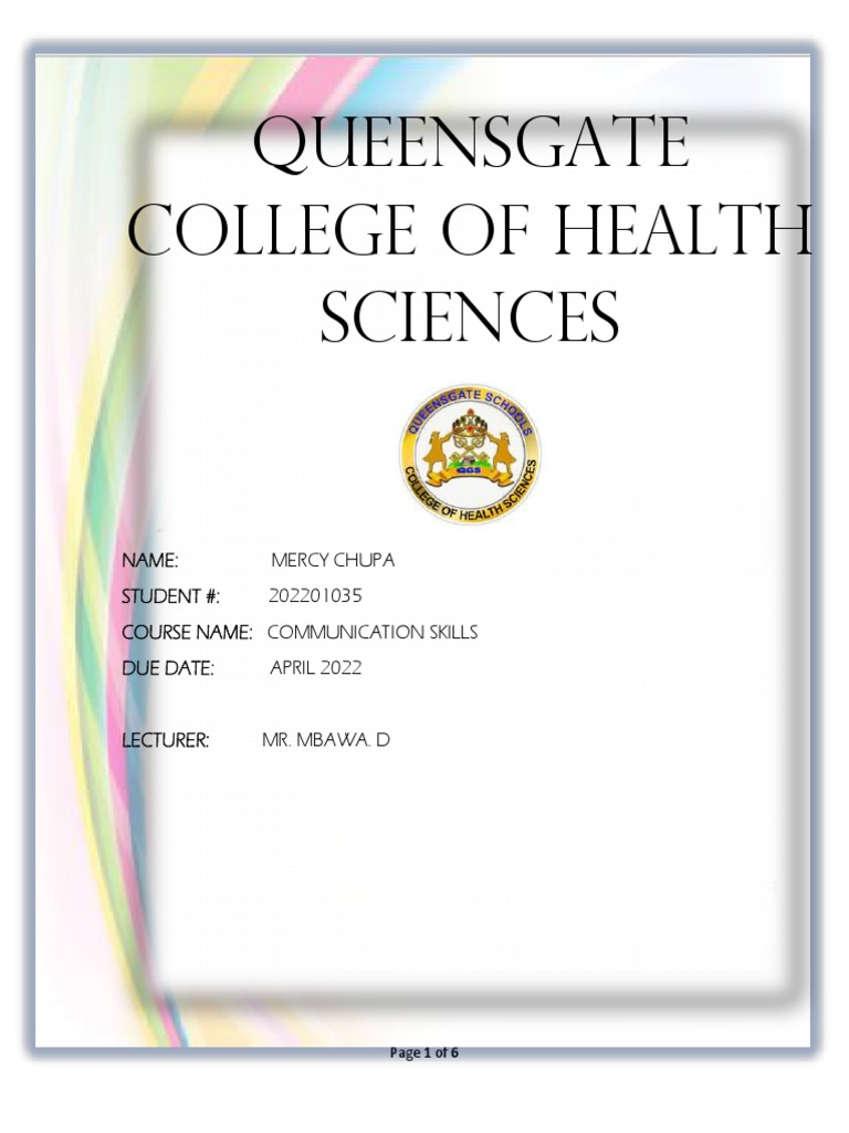 Communication Skills Assignment | PDF | Communication | Psychological ...