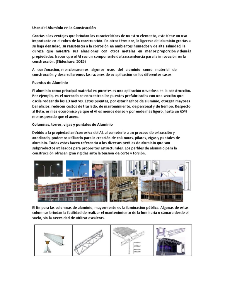 Usos Del Aluminio en La Construcción 1 | PDF | Aluminio | Puente