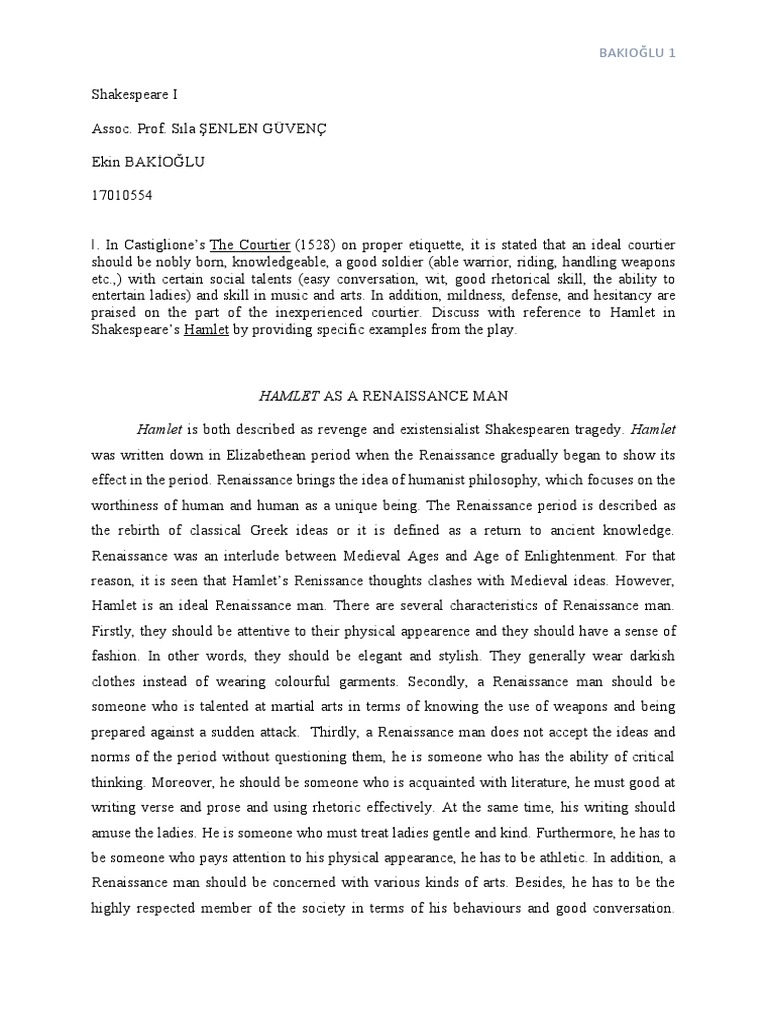 Hamlet As A Renaissance Man | PDF | Hamlet | Renaissance