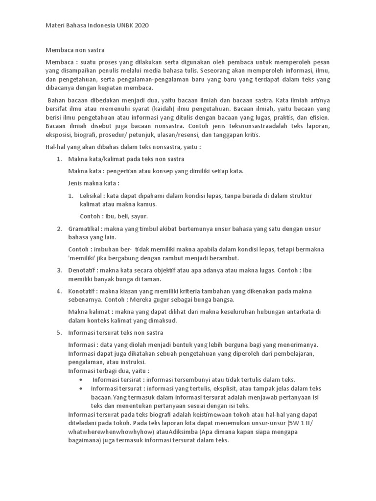 Bahasa Indonesia Kls 9 Un KSTRN PKT B | PDF