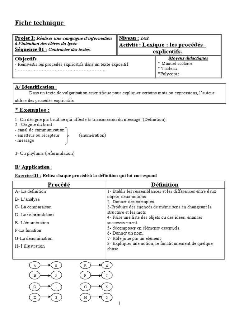 Fiches03 Les Procédés Explicatifs | PDF | Définition | la communication