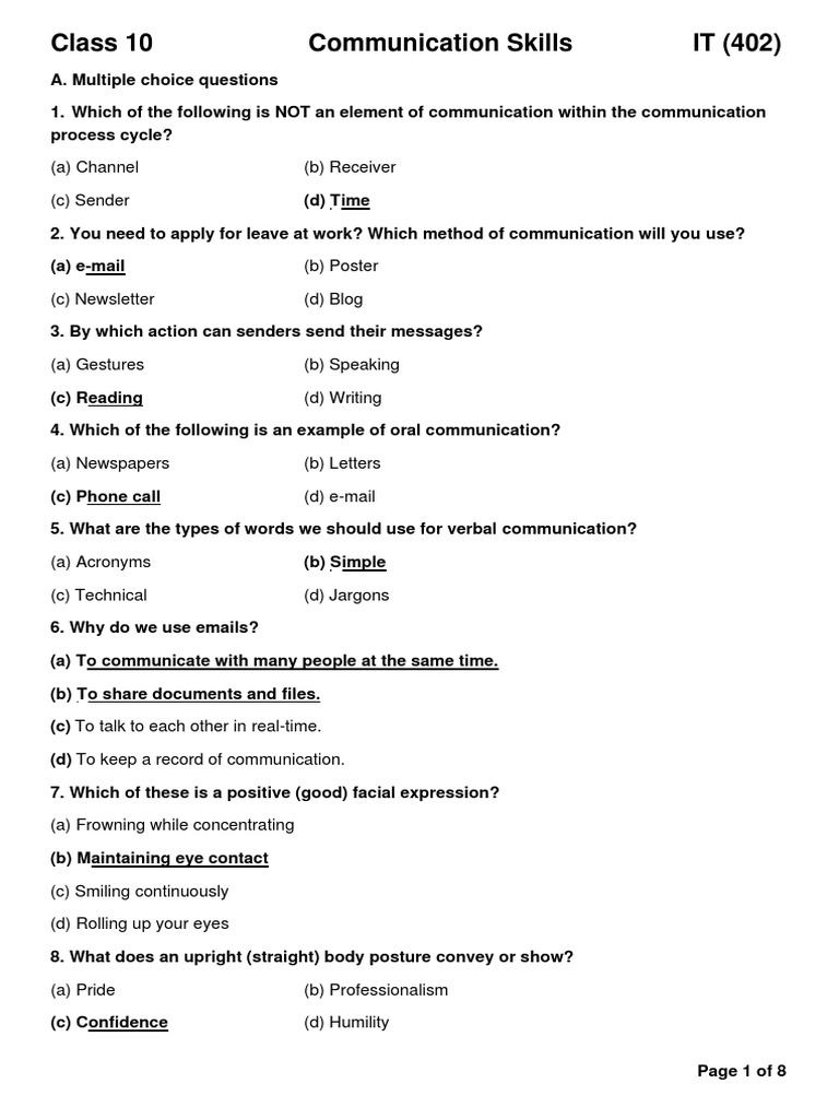Chapter - Communication Skills Class 10 | PDF