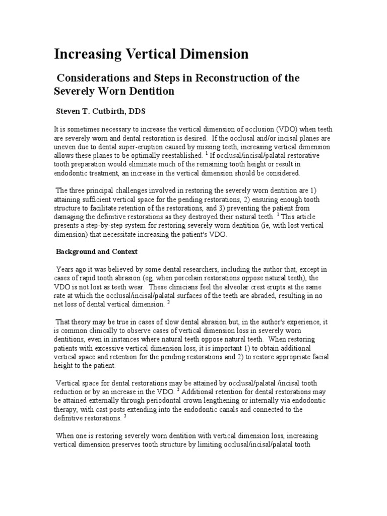 Increasing Vertical Dimension | PDF | Human Tooth | Tooth