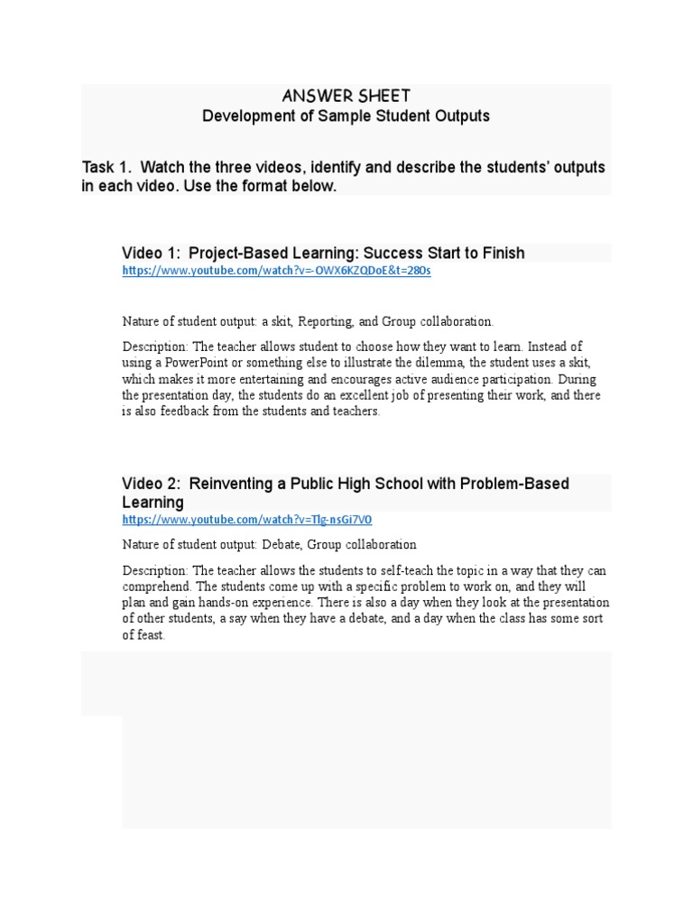 Development of Sample Students Output | PDF | Career & Growth | Art