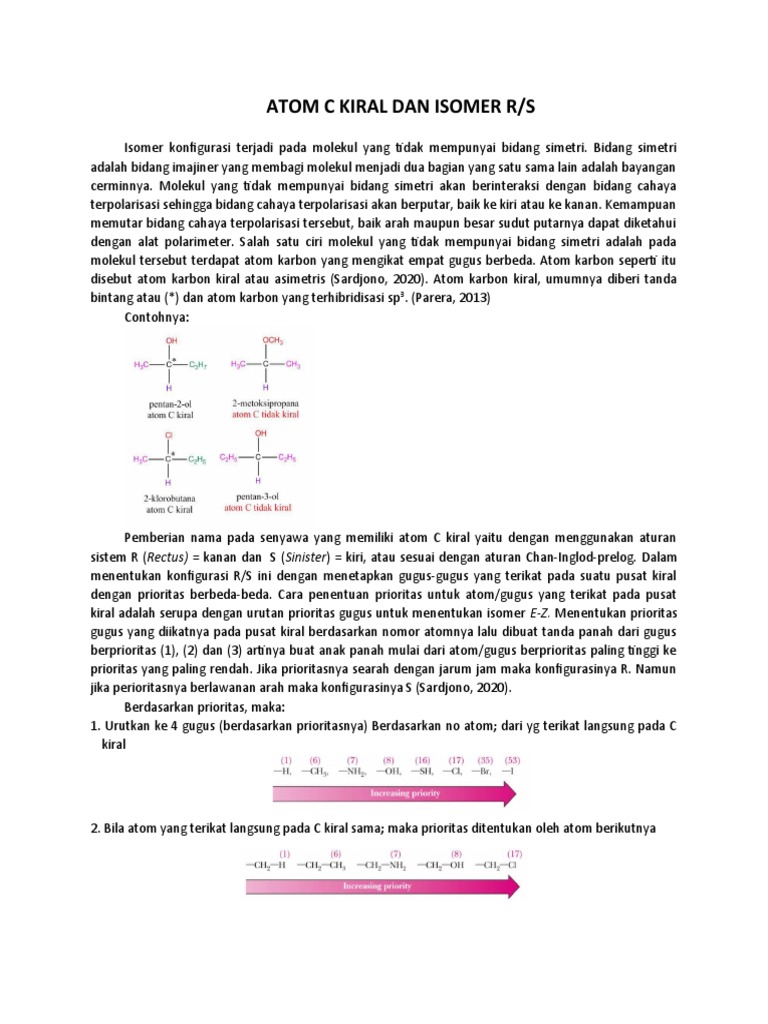Atom C Kiral dan Isomer R/S dalam Kimia | PDF | Sains & Matematika