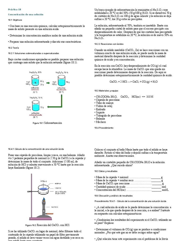 Practica 18. Concentracion de Una Solucion | PDF